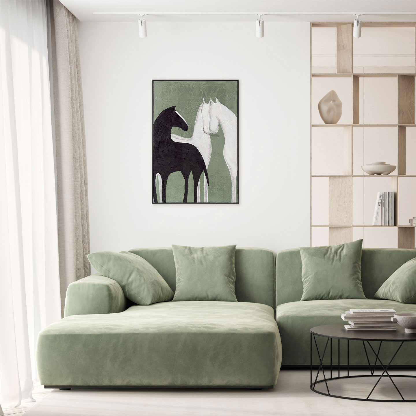 Quadro figurativo cavalli Agave dipinto a mano 70x100 acquista ora