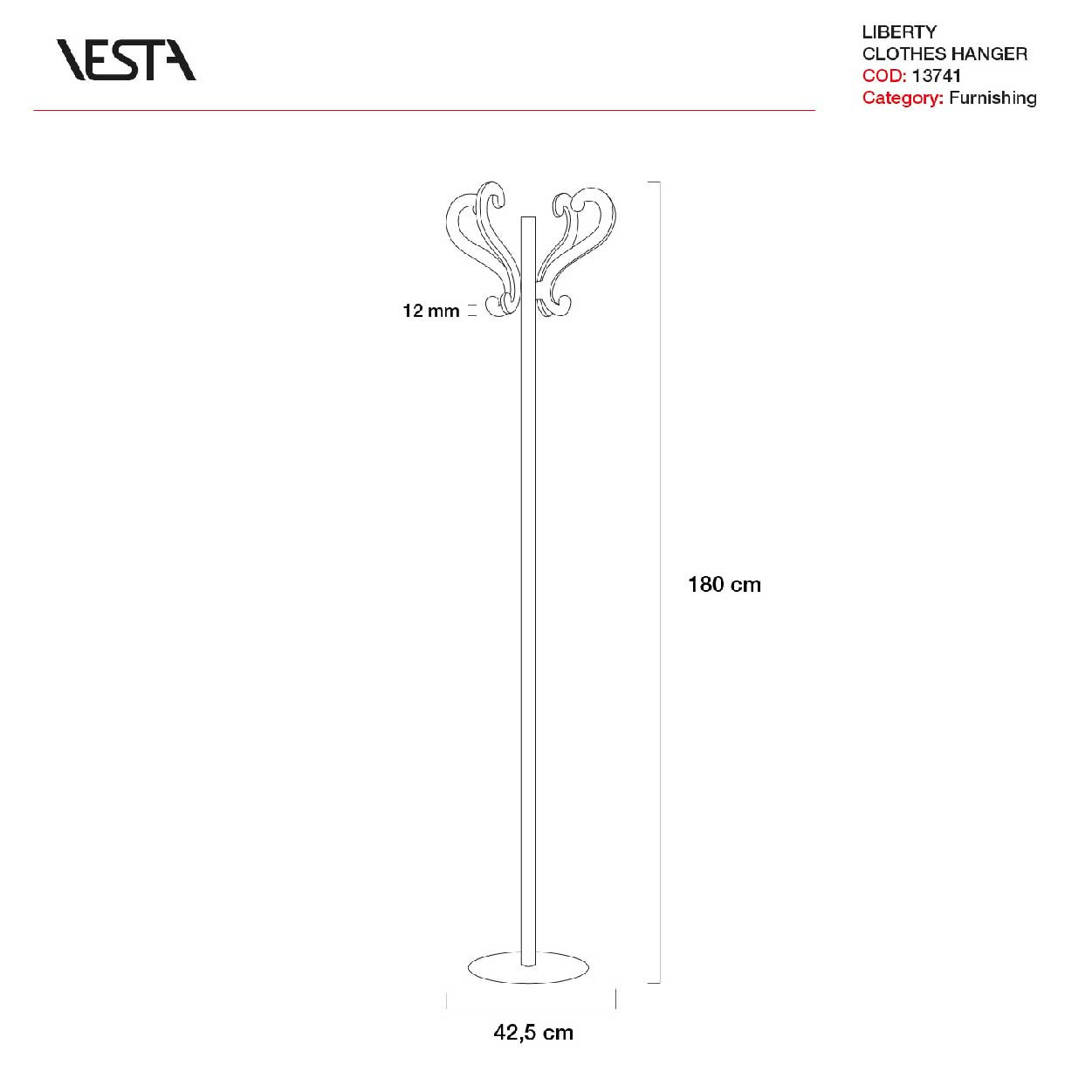 Appendiabiti da terra in acciaio e plexiglass Liberty Vesta compra online